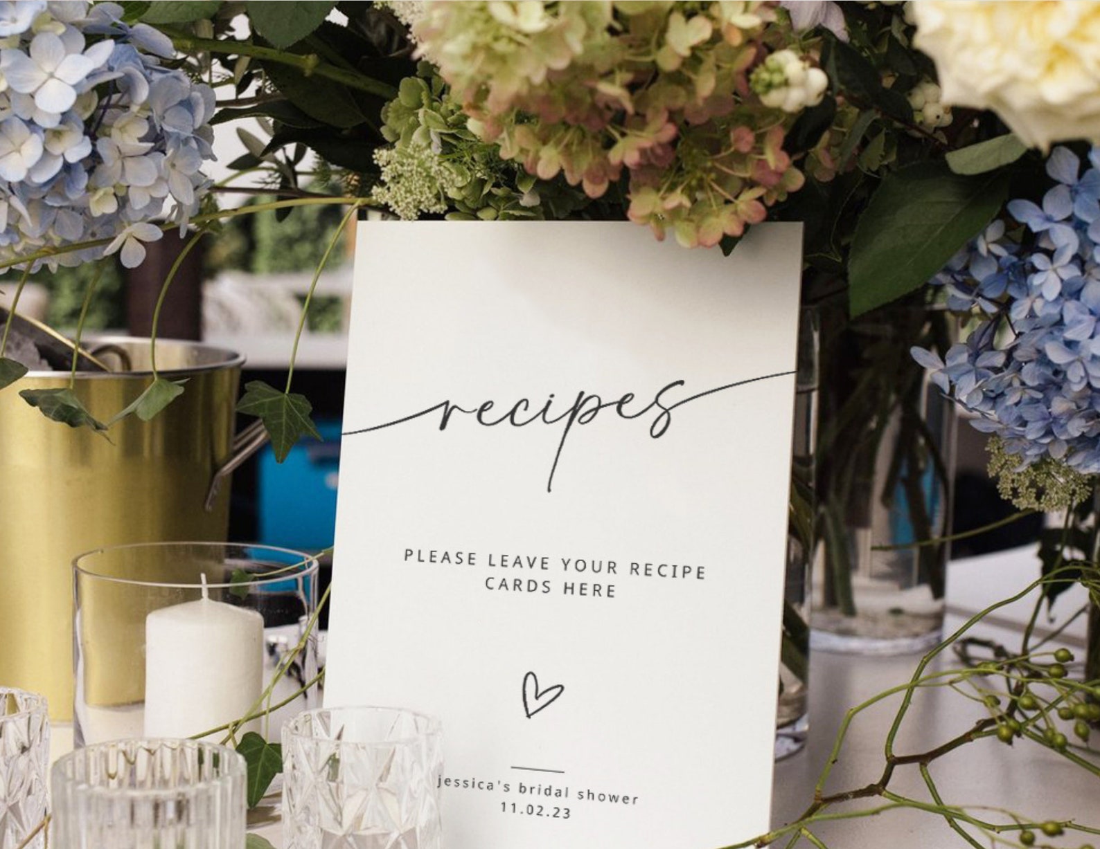 Recipe Card Sign Template Modern Printable Recipe Card Sign - Etsy