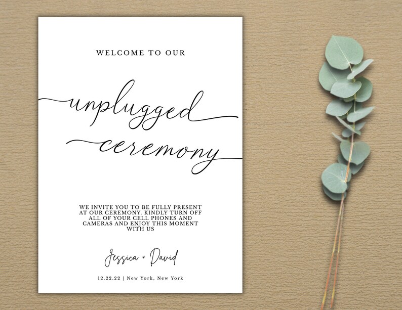Personalized Unplugged Ceremony Sign No Phones Sign - Etsy