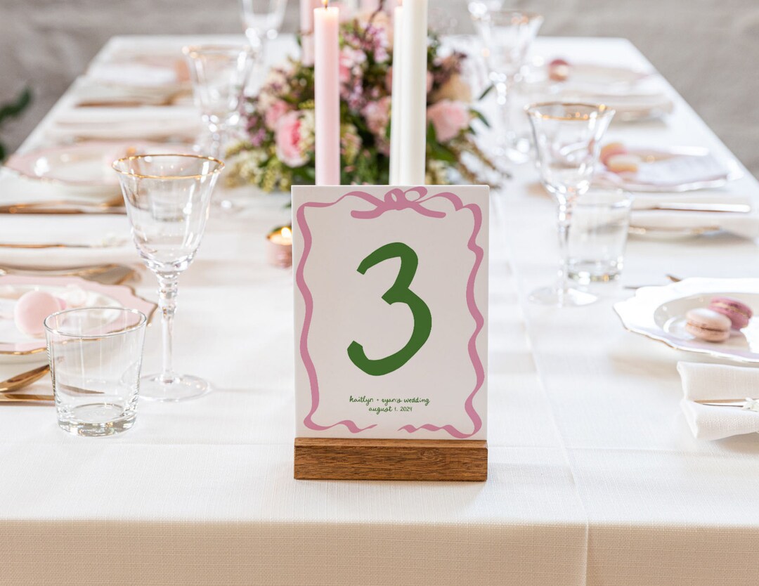 Hand-drawn Wedding Table Numbers: Wavy Reception Decor (digital ...