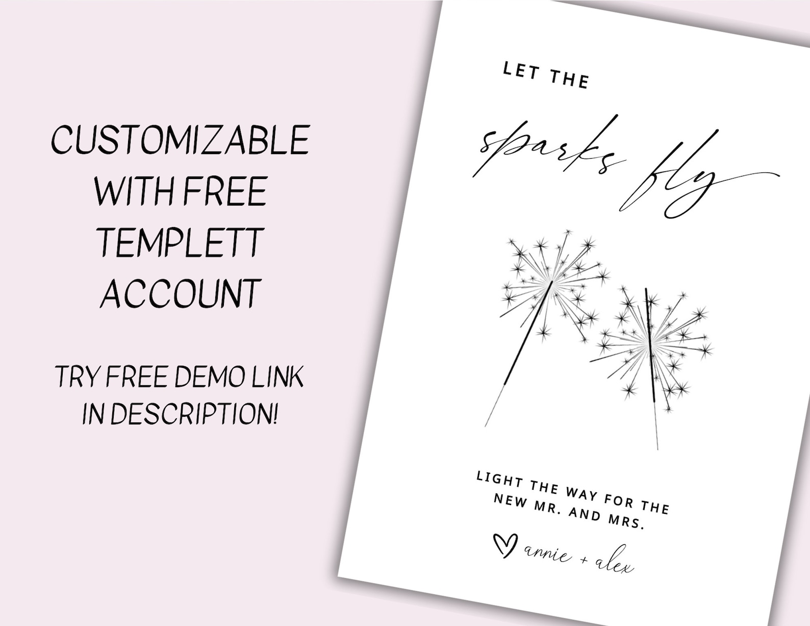 Sparklers Sign Template | Let the Sparks Fly Sign | Sparkler Send off ...