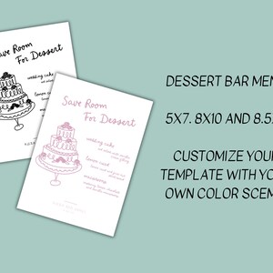 Dessert Table Sign Template | Wedding Dessert Menu Sign | Graduation ...