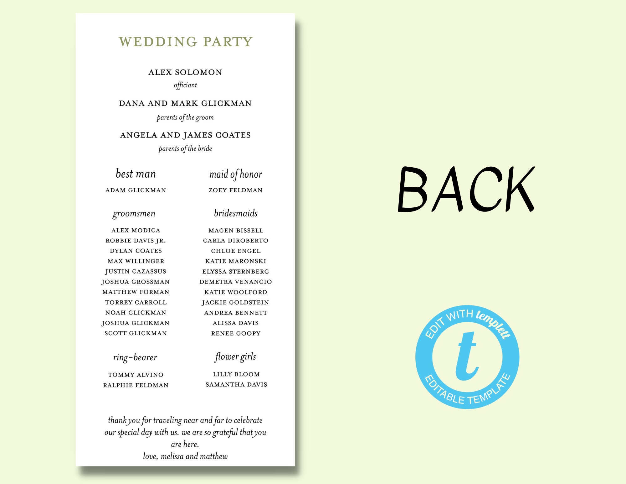 Beach Wedding Program Template for Tropical Destination Ceremonies, Palm Tree Wedding Day ...