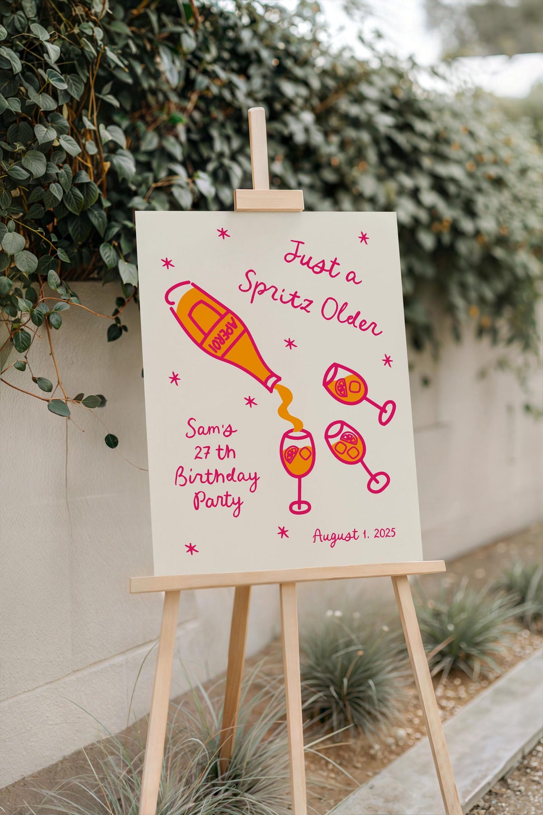 Aperol Spritz Birthday Sign Template: Hand-drawn Cocktail Party Decor ...