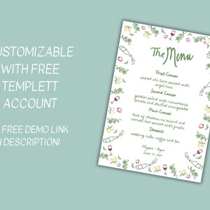 Italian Wedding Menu Template, Whimsical Scribble Illustration, Hand ...