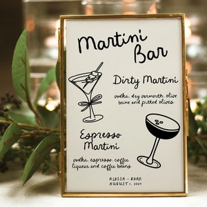 Martini Bar Sign Template Espresso Martini Cocktail Bar Sign Handdrawn Scribble Illustrated ...