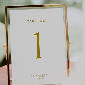 Gold Table Numbers Template | Gold Wedding Sign | Wedding Table Numbers ...