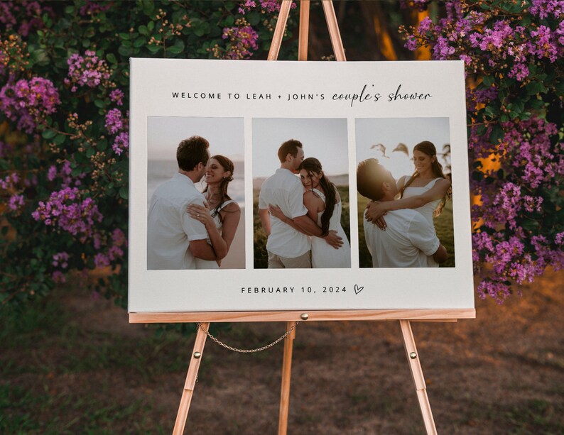 Modern Couples Shower Welcome Sign: Photo Template (instant Download ...