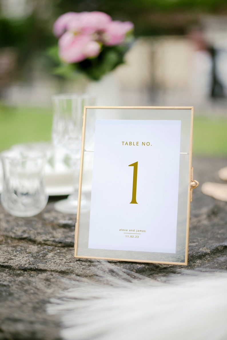 Gold Table Numbers Template Gold Wedding Sign Wedding Table Numbers ...