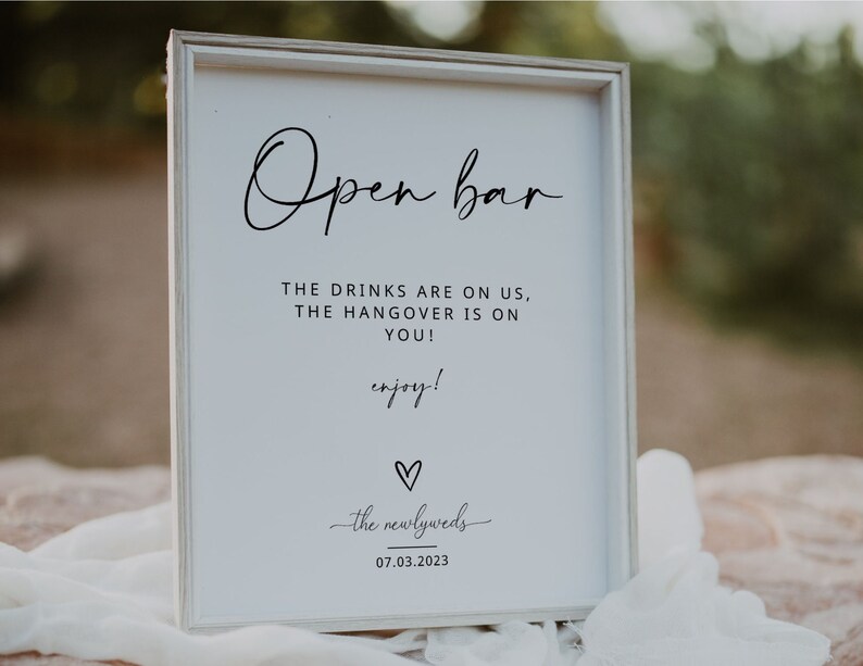 Open Bar Wedding Sign Template Drinks Are on US Sign - Etsy