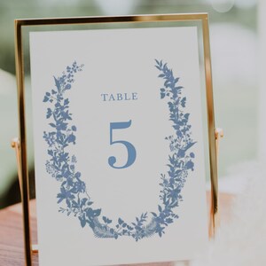 Dusty Blue Wedding Table Numbers Template, Bridal Shower Table Numbers ...