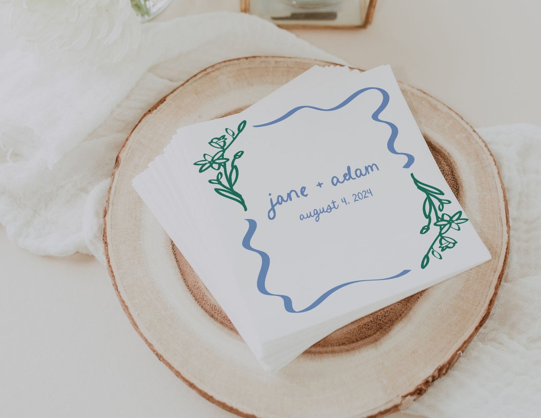 Whimsical Wedding Napkin Template | Wavy Colorful Wedding Napkin ...