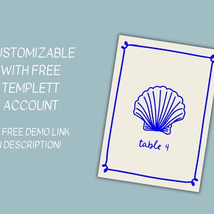 Beach Wedding table Numbers Template | Handdrawn Seashell Table Numbers ...