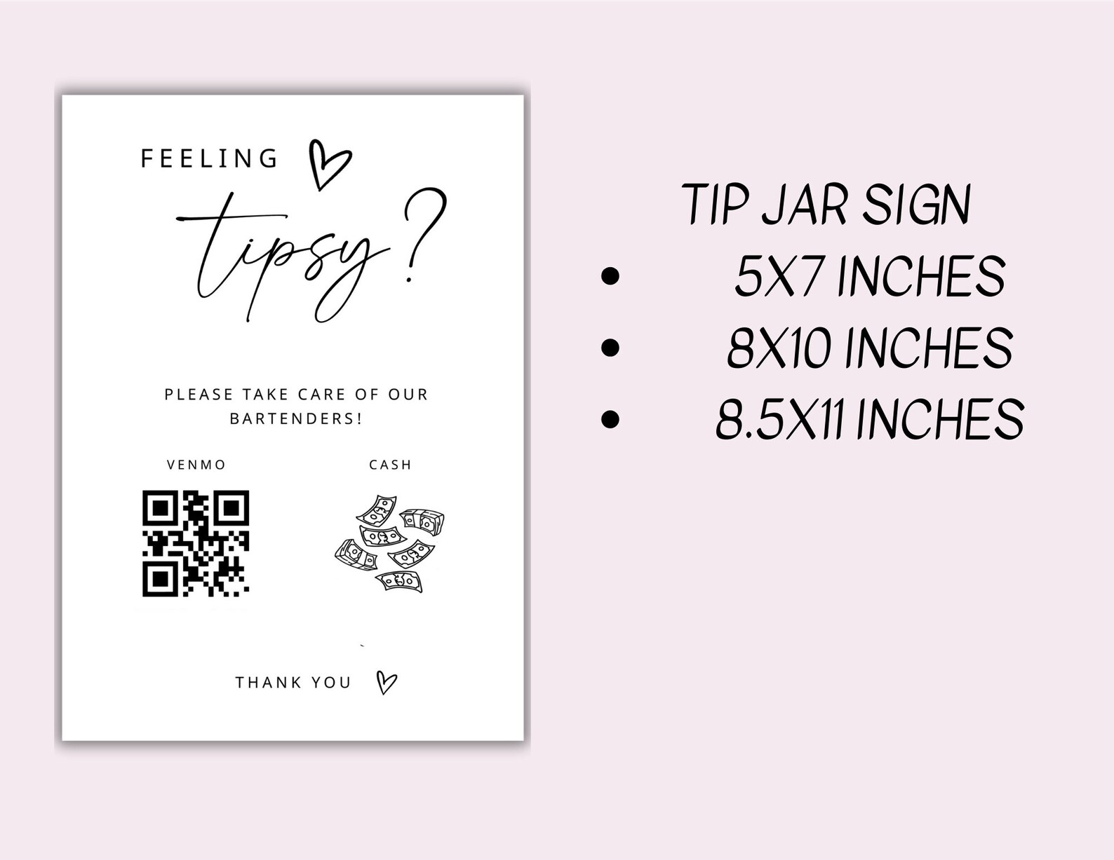 Minimalist Tip Your Bartender Sign: QR Code Venmo (instant Download) - Etsy