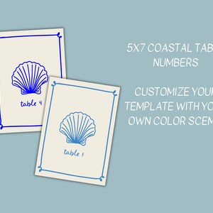 Beach Wedding table Numbers Template | Handdrawn Seashell Table Numbers ...