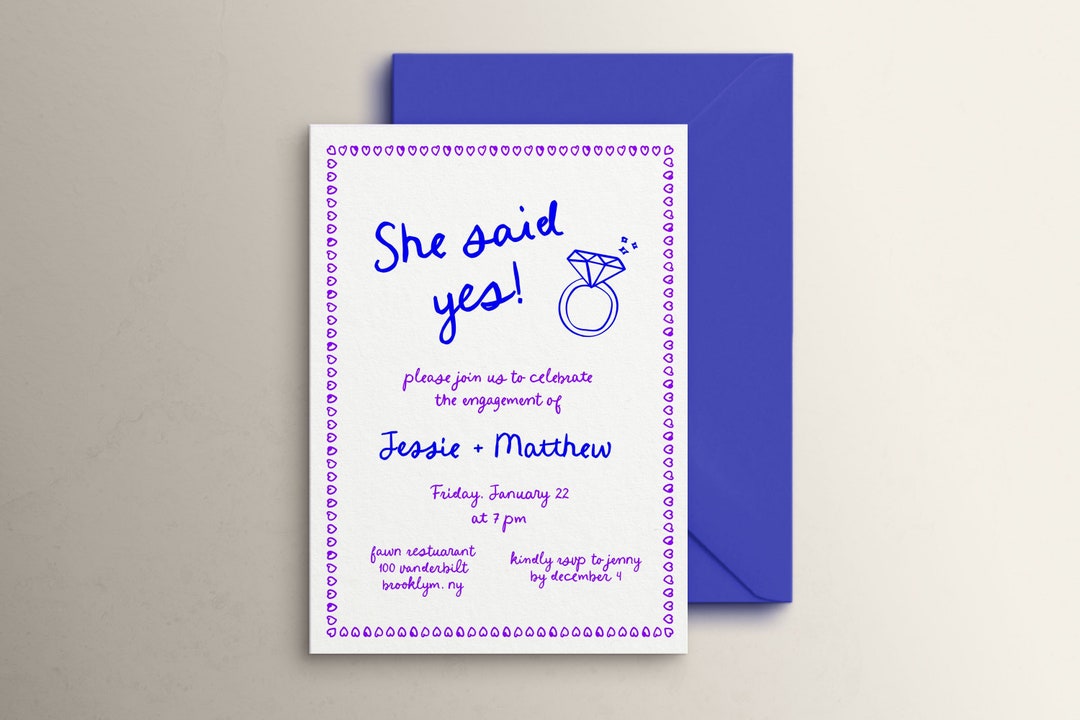 Hand Drawn Engagement Party Invite Template, Whimsical Scribble ...