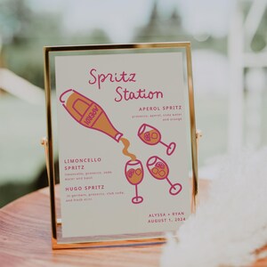 Custom Spritz Bar Sign: Hand-drawn Wedding Signature Drinks Menu ...