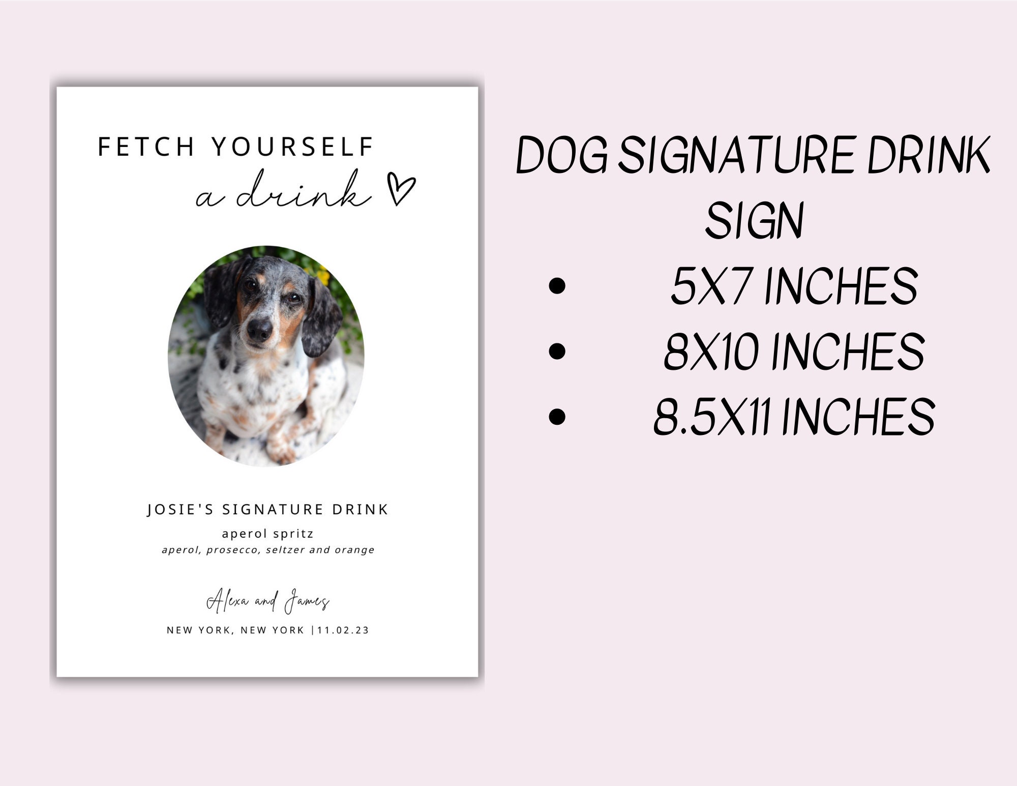 Dog Cocktail Sign Dog Bar Sign Minimalist Pet Signature Drink Sign ...