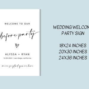 The Night Before Welcome Sign Template | Modern Wedding Welcome Party ...
