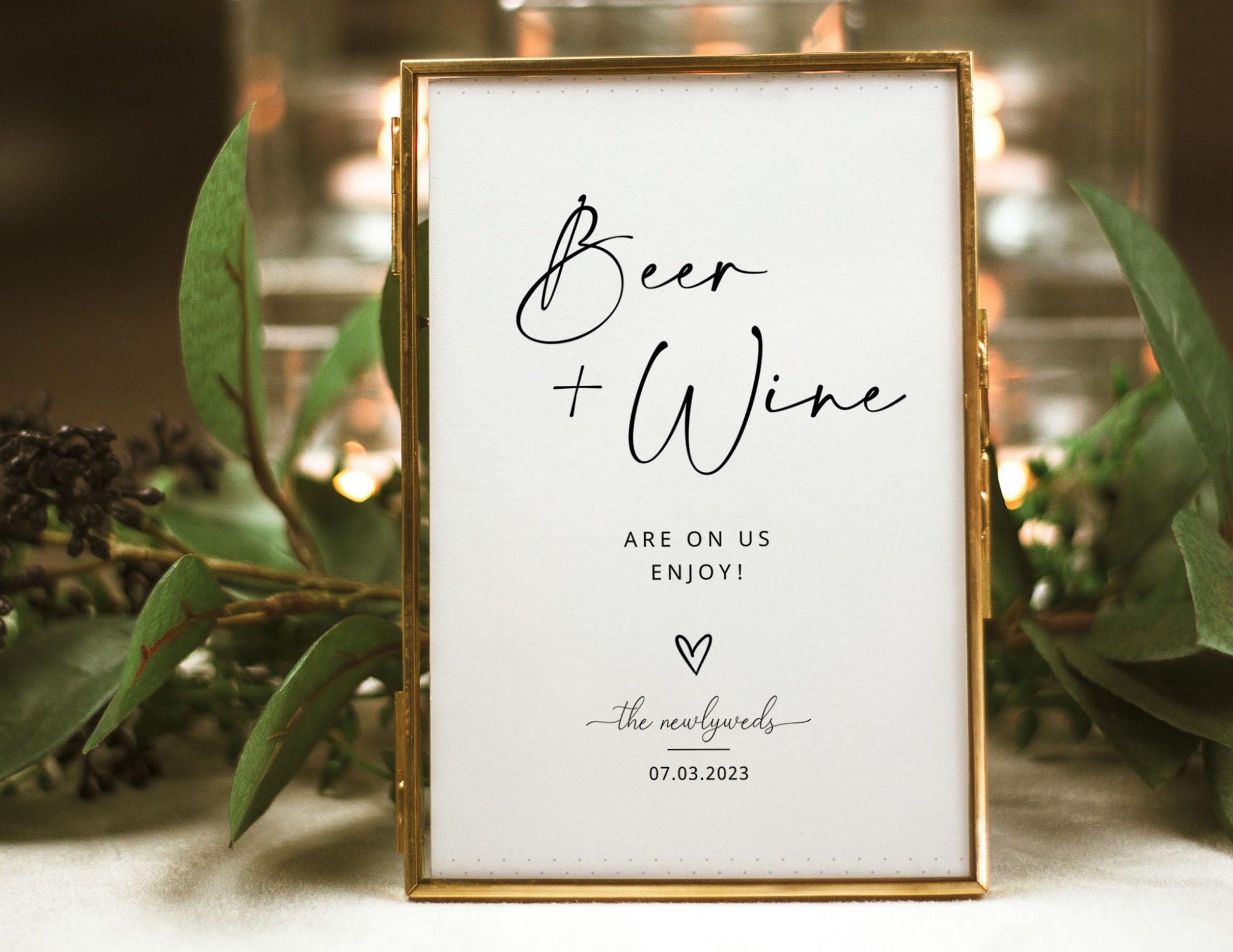 Beer and Wine Sign Template Beer and Wine Are on Us Sign Wedding Open ...