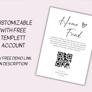 Wedding Home Fund Qr Code Sign | Modern Venmo Wedding Sign | Editable ...