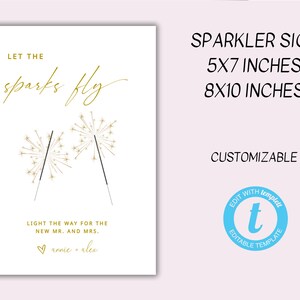 Gold Sparklers Sign Template Let the Sparks Fly Sign Sparkler Send off ...