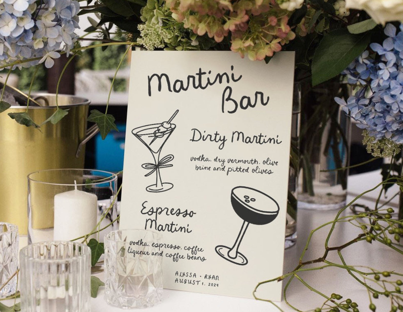 Martini Bar Sign Template Espresso Martini Cocktail Bar Sign Handdrawn ...