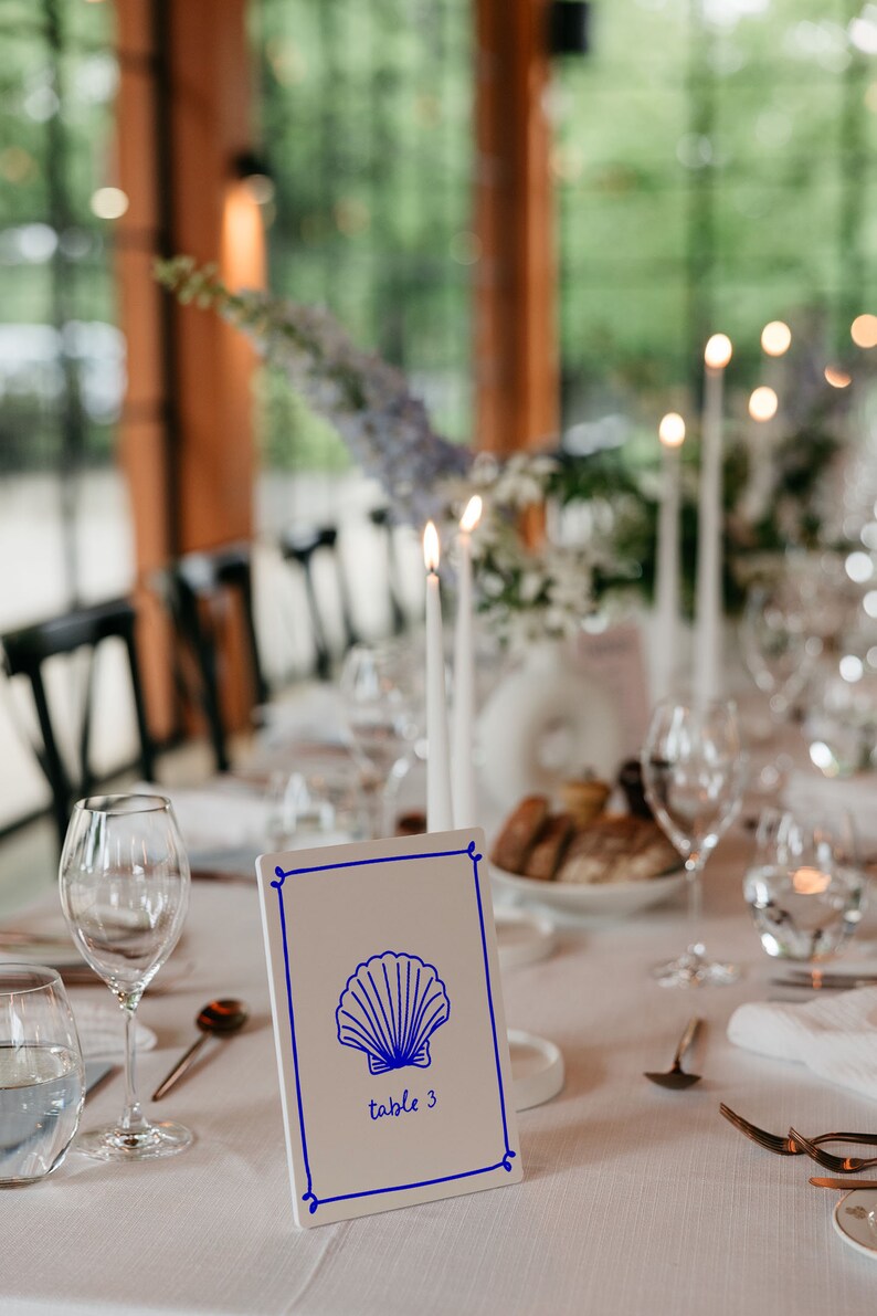 Handdrawn Seashell Table Numbers: Coastal Wedding Decor (printable) - Etsy