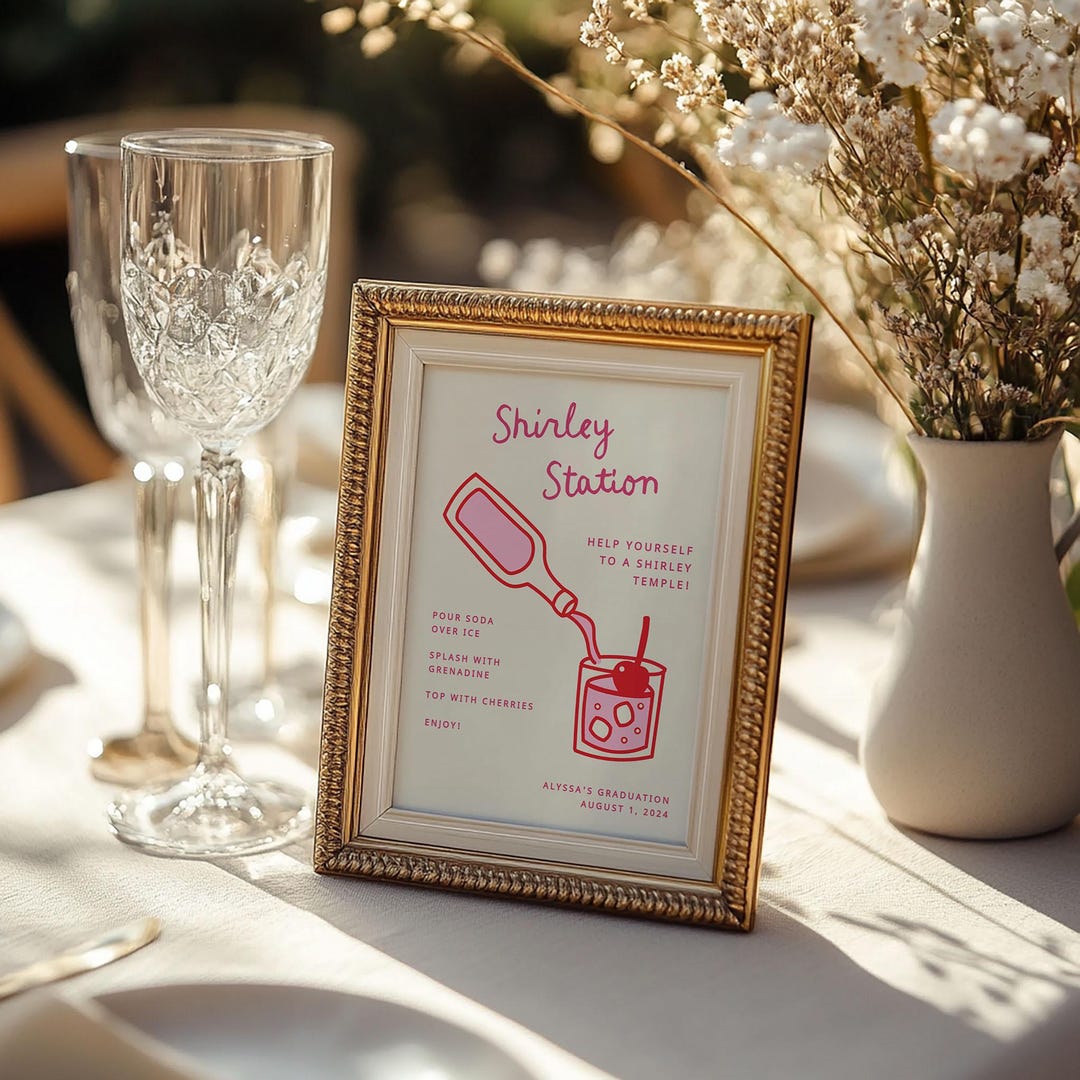 Shirley Temple Bar Sign Template, Customizable Graduation Party Bar ...