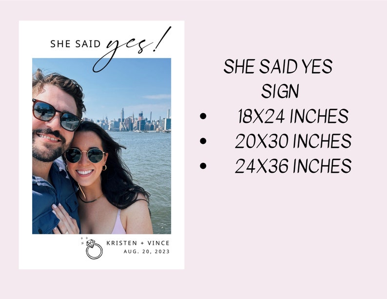 She Said Yes Engagement Sign Template: Photo Welcome Poster (digital ...