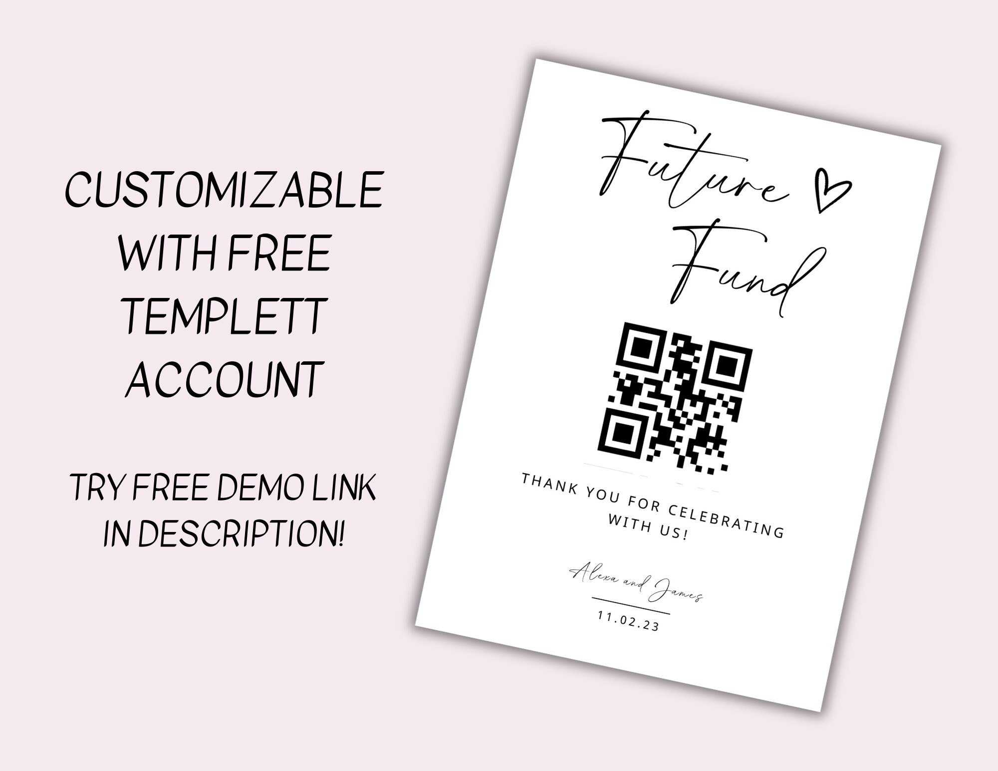 Future Fund Qr Code Sign Modern Venmo Wedding Sign Editable Template ...