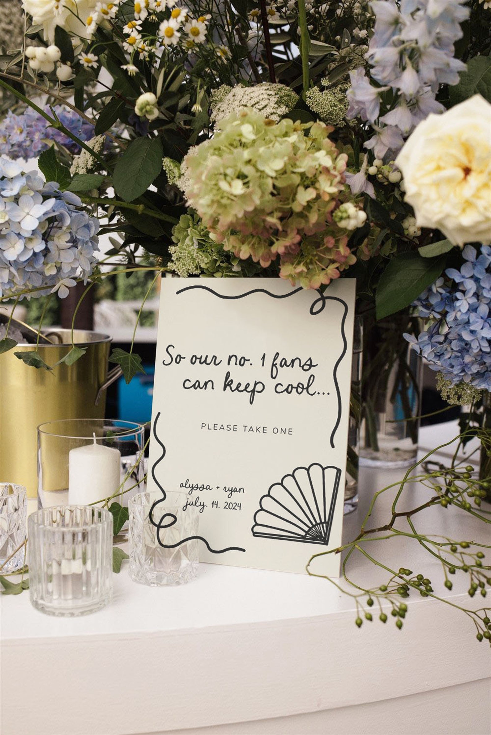 Wedding Fan Sign Template: Illustrated Printable (instant Download) - Etsy