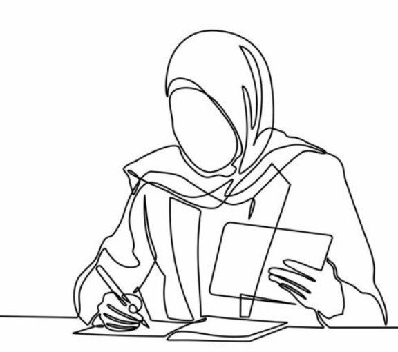 Continuous Line Drawing of Young Women Business Professionals Who Write ...