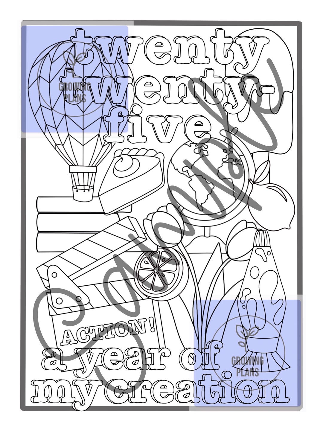 Coloring Book 2025 Planner - Daily, Monthly, Yearly, Habit and Mood ...