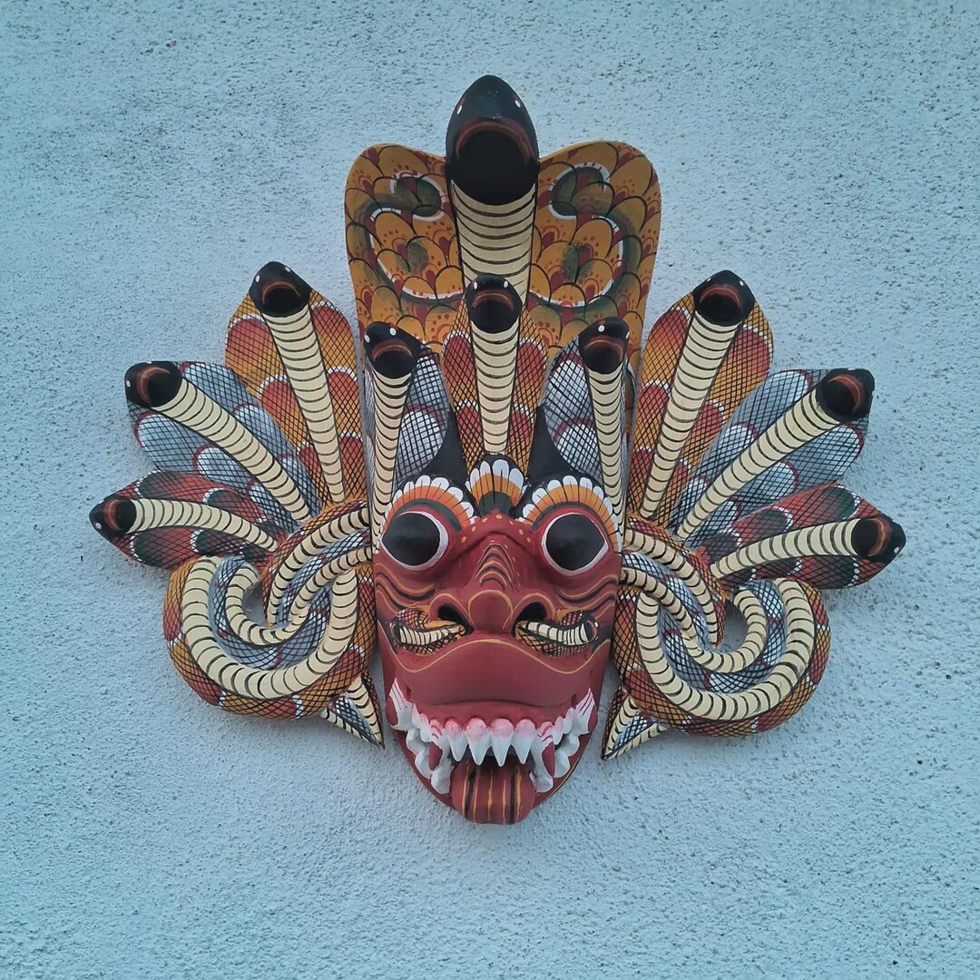 Traditional Cobra Decorative Tiki Mask Home Decor | Sri Lankan Handmade ...