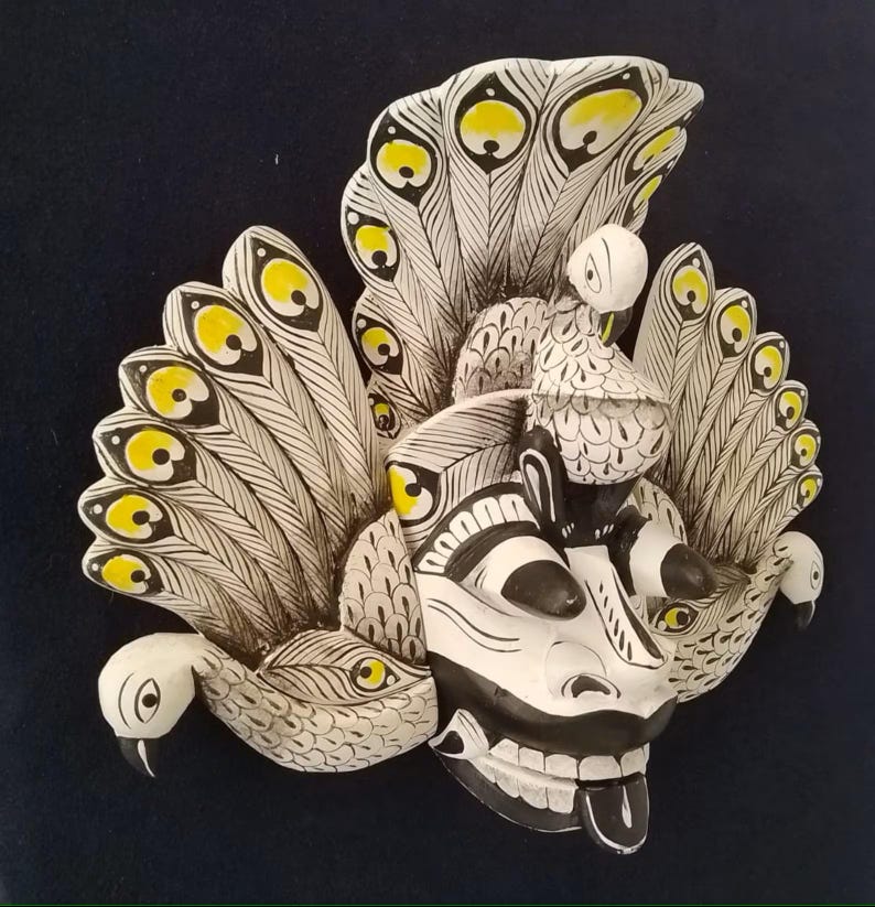 Peacock Demon Mask,sri Lankan Traditional Mask Mayura Raksha, Peacock ...