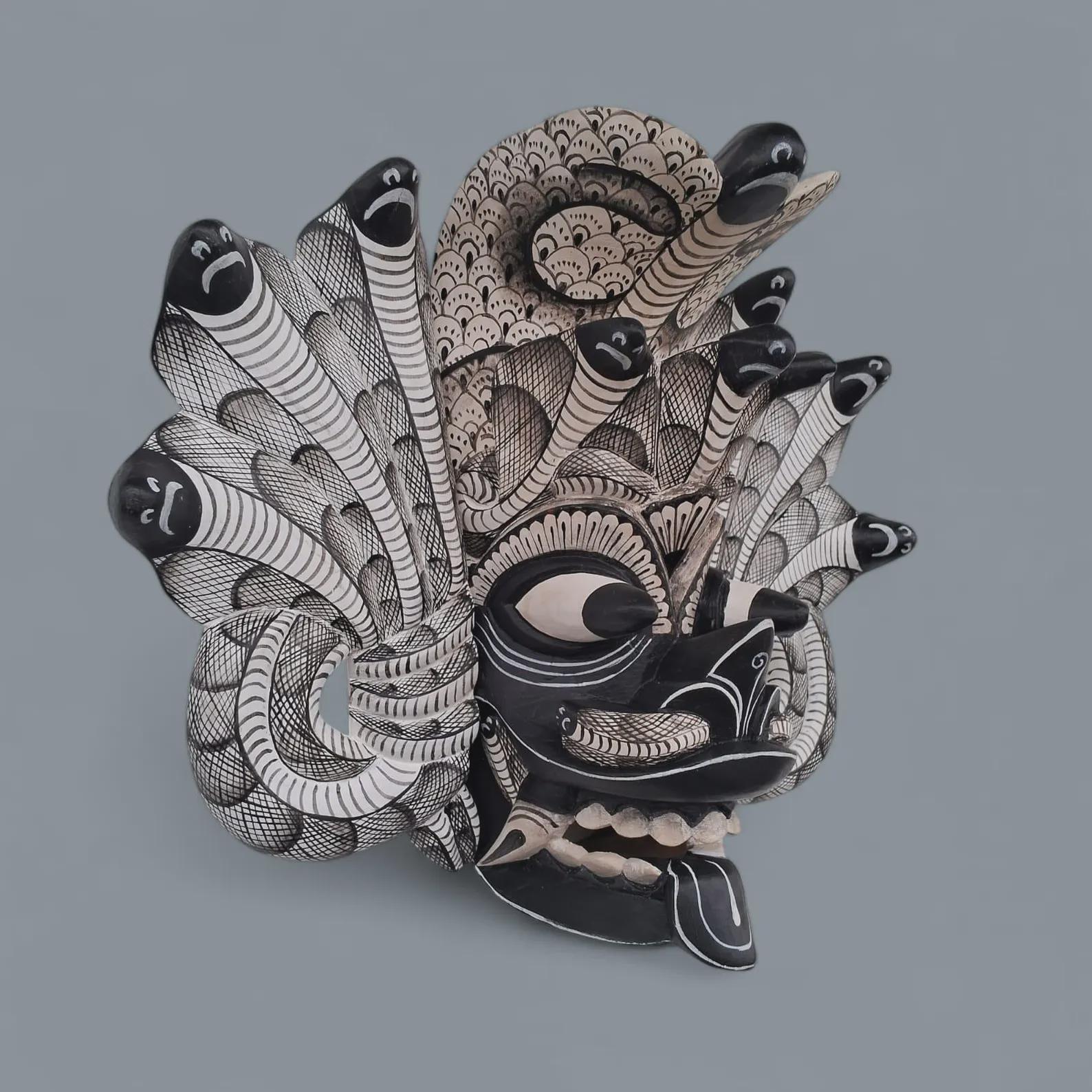 Traditional Cobra Decorative Tiki Mask|black & White Cobra Protection ...