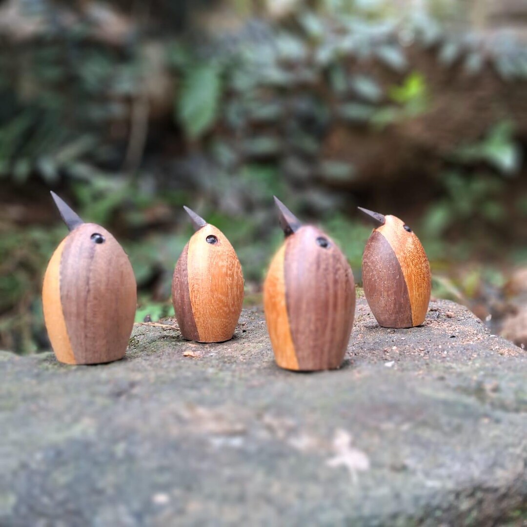 Handcrafted Wooden Bird Figurines | Rustic Mini Animal Statues | Unique ...