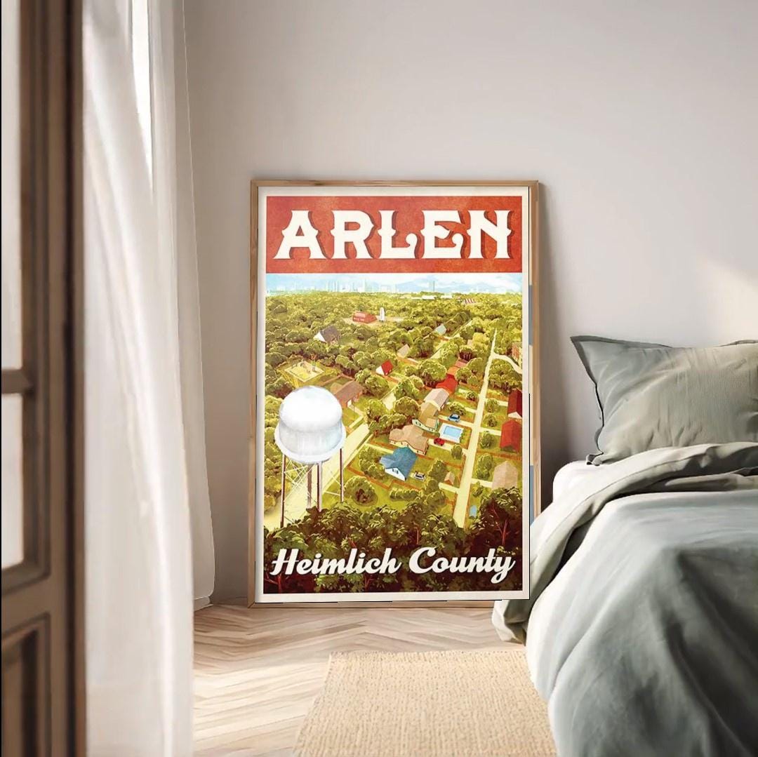 Arlen Texas Retro Vintage Travel Poster Print Heimlich County Inspired ...