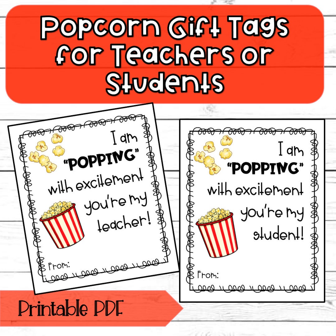 Popcorn Gift Tag for Teacher OR Students- Back to School - Etsy