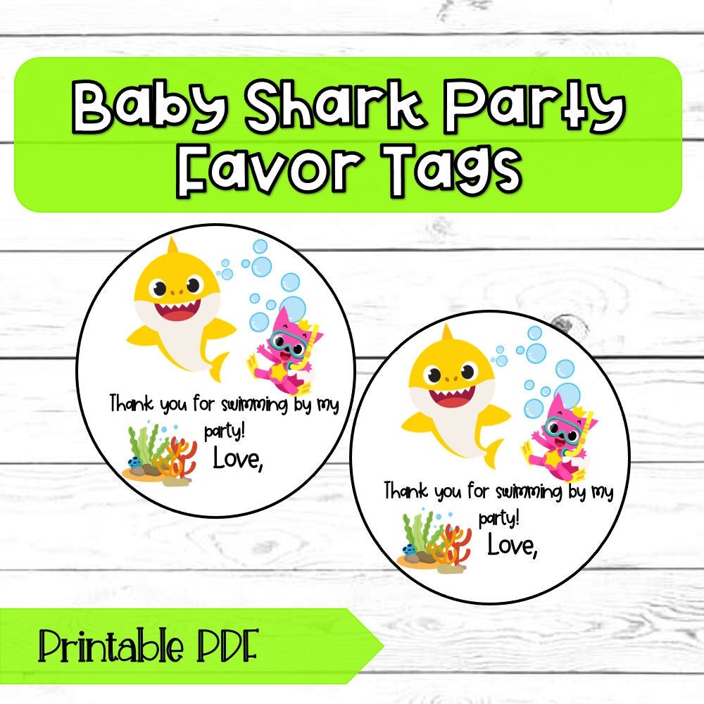 Baby Shark Party Favor Gift Tags- Thank You Tags - Etsy