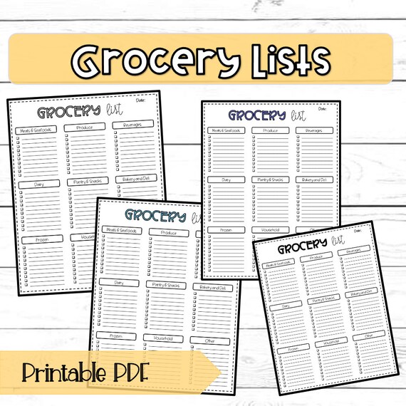 Printable Grocery List - Etsy