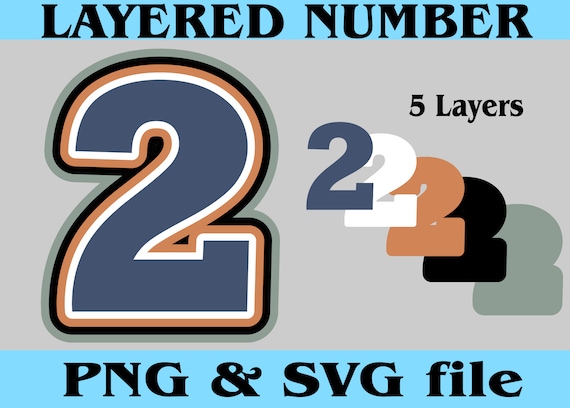Layered Number TWO 2 Digital Download Files for PNG SVG Cut - Etsy