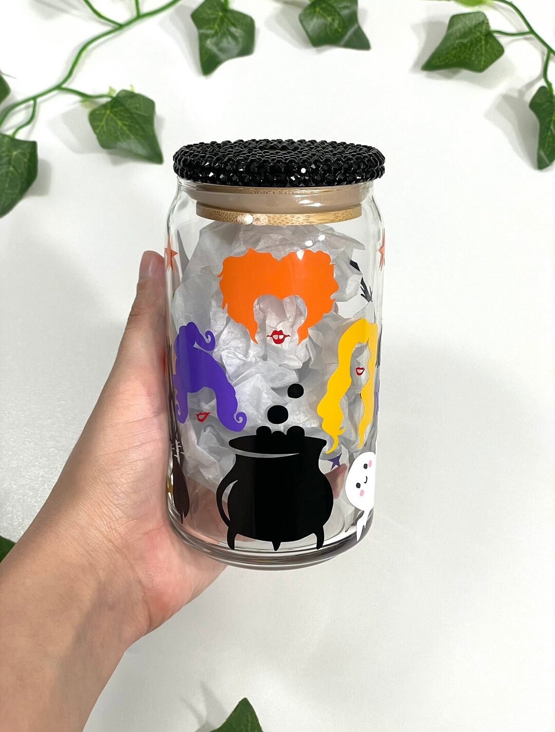 Hocus Pocus Cup 16oz Libbey Glass Spooky Witch Cup Halloween Cup ...