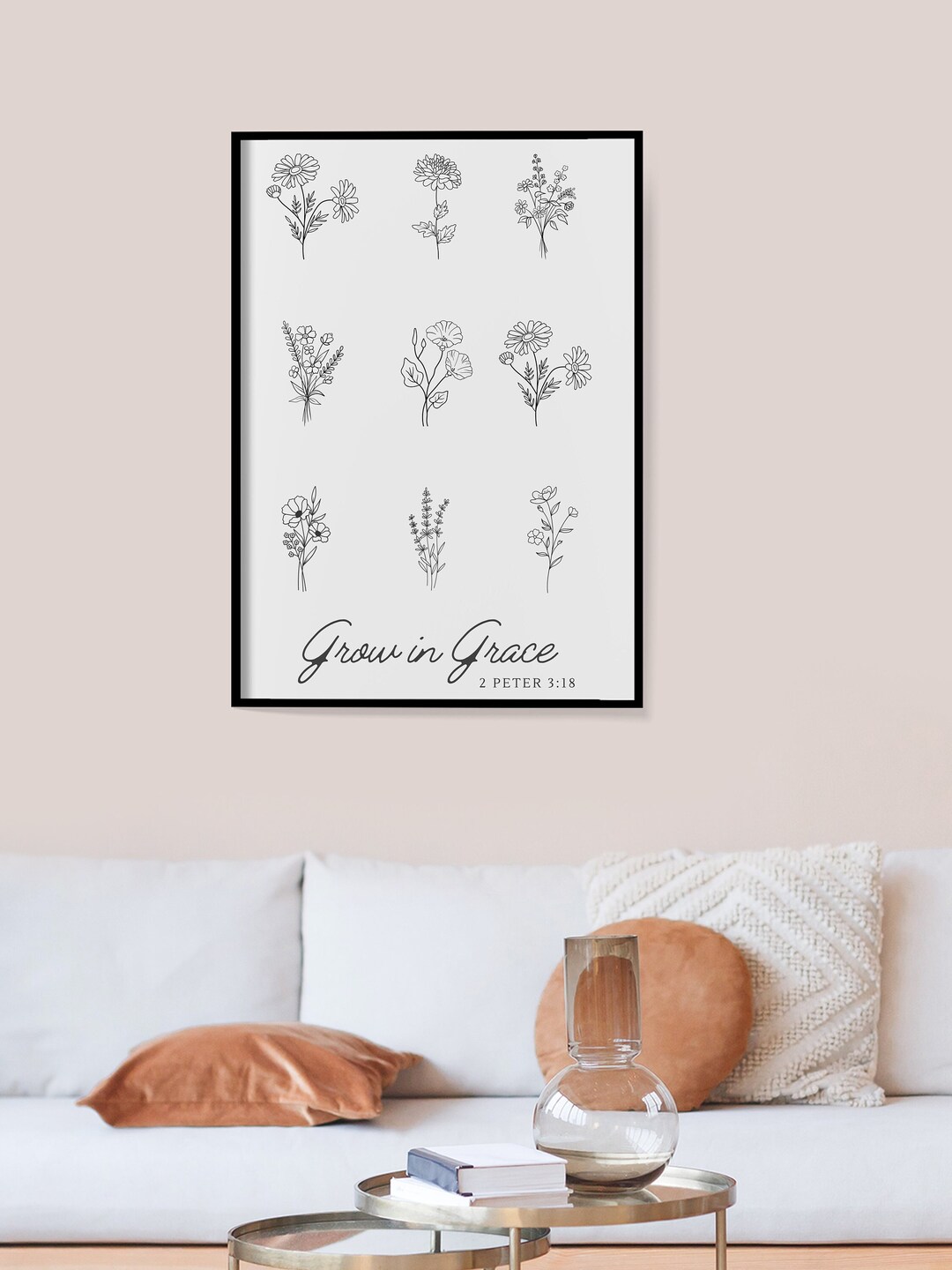 Grow in Grace Digital Art, Christian Wall Decor, Bible Art Printable ...