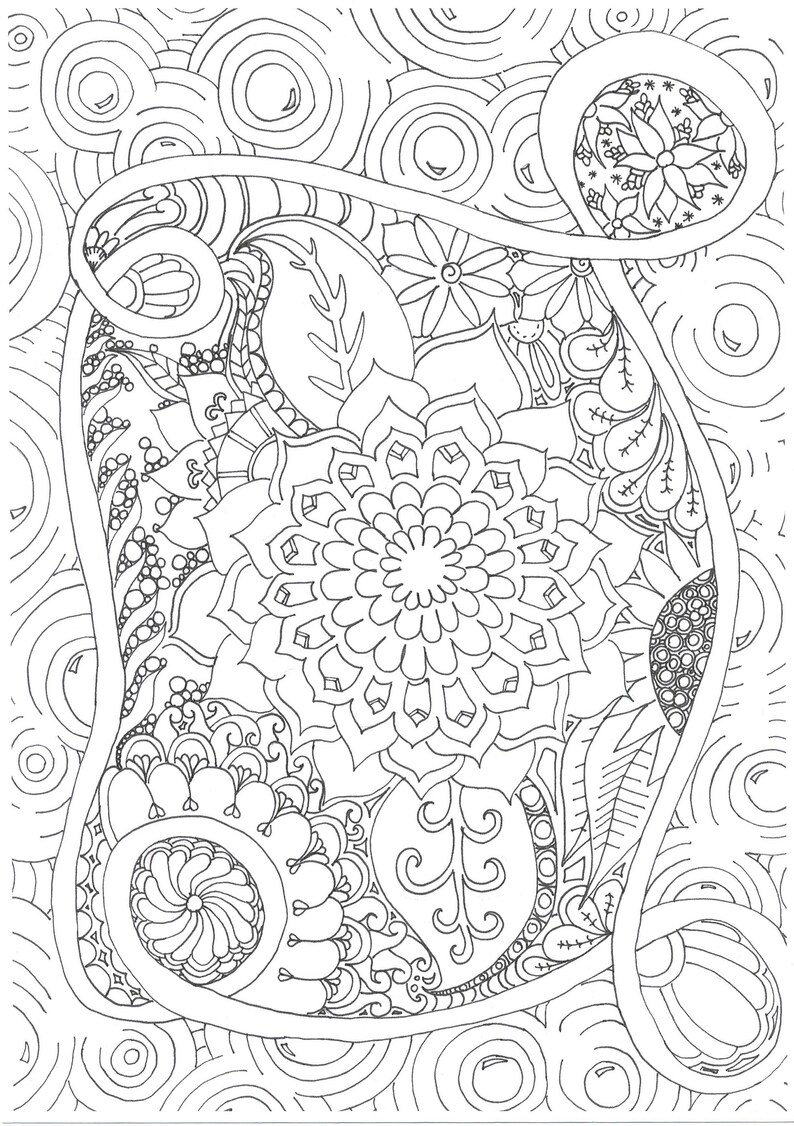 MINDFUL COLOURING PAGES 10 Printable Floral Zentangle - Etsy Australia