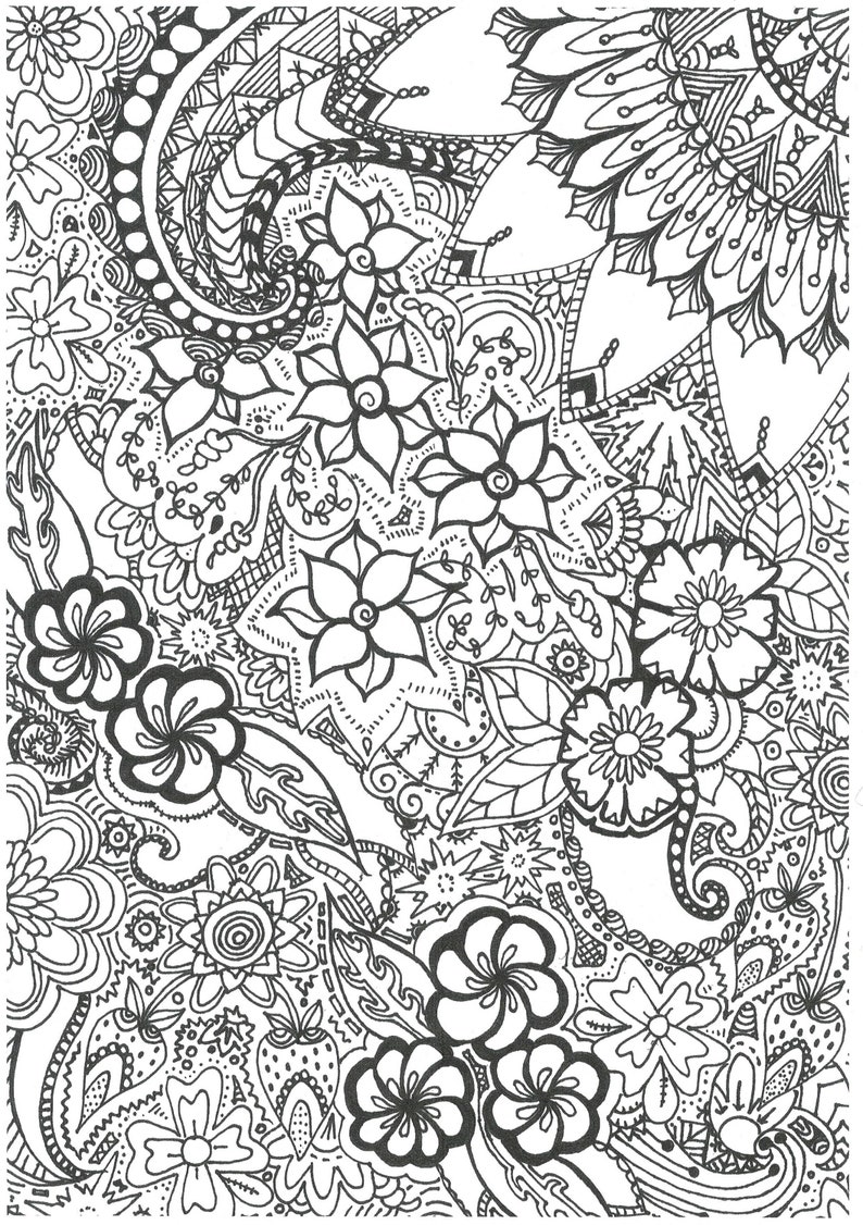 MINDFUL COLOURING PAGES 10 Printable Floral Zentangle - Etsy Australia