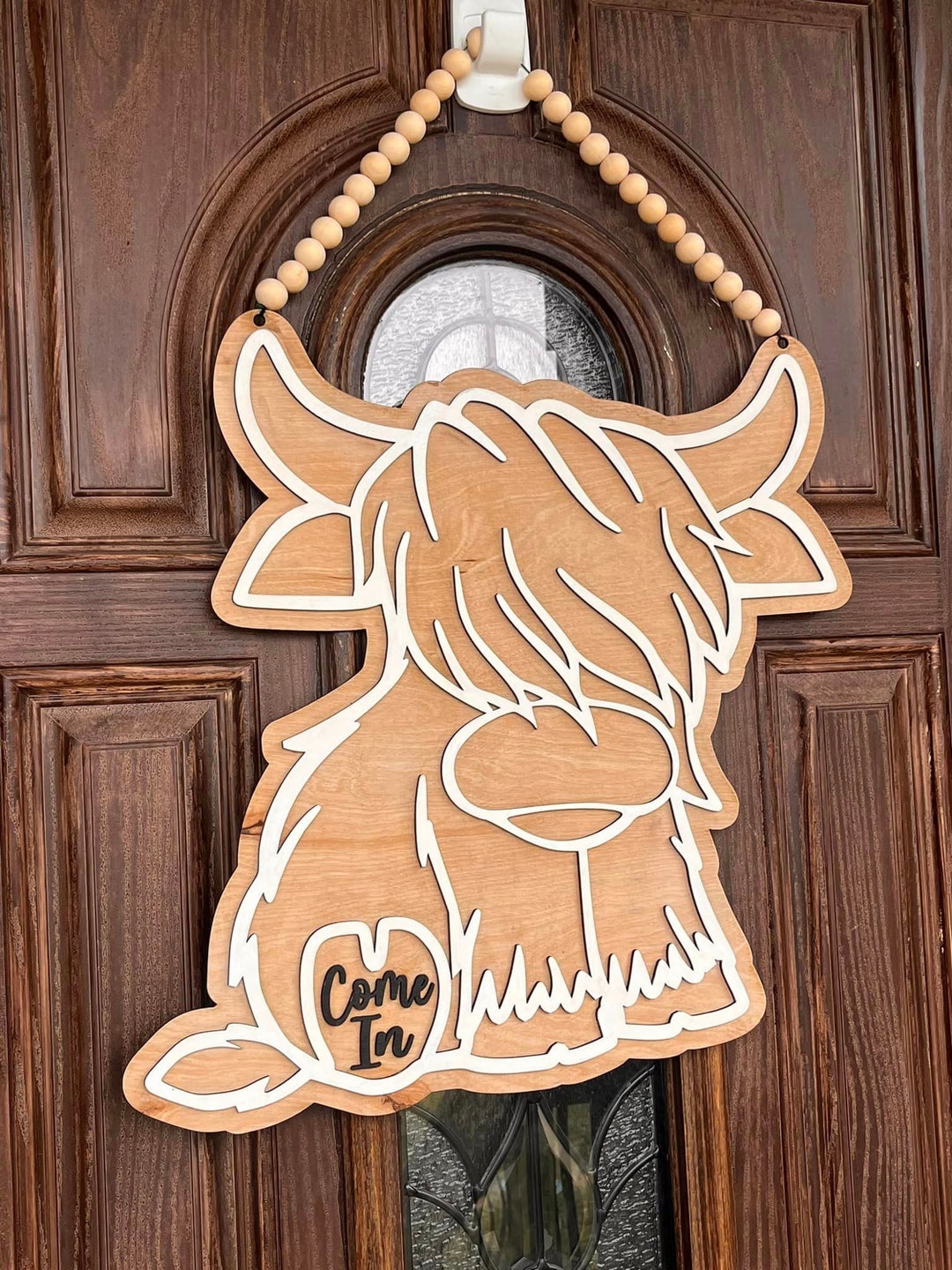 Highland Cow Door Hanger Digital Design Svg Glowforge Ready Etsy