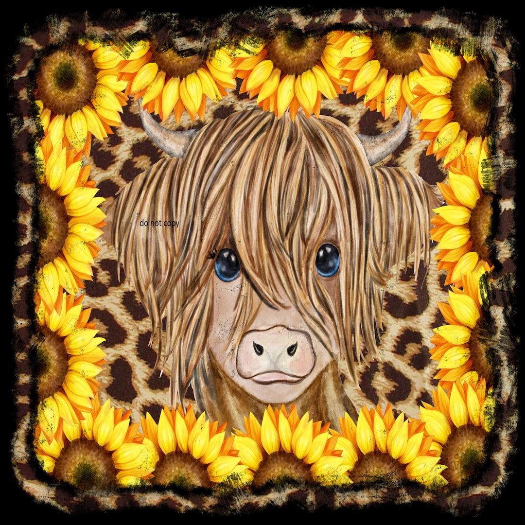 Highland Cow and Sunflowers Sublimation Transfer Ready to Press - Etsy