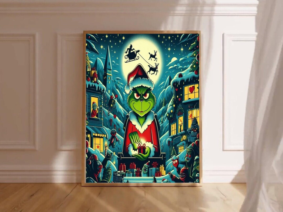 Grumpy Green Christmas Character Poster Funny Holiday Wall Art - Etsy