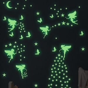 6 Pcs Enchanting Fairy Glow in the Dark Wall Sticker for Magical Kids ...